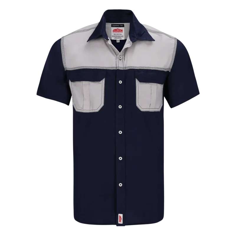 Jonsson Legendary Short Sleeve Shirt - Navy/Stone - OBARO Online
